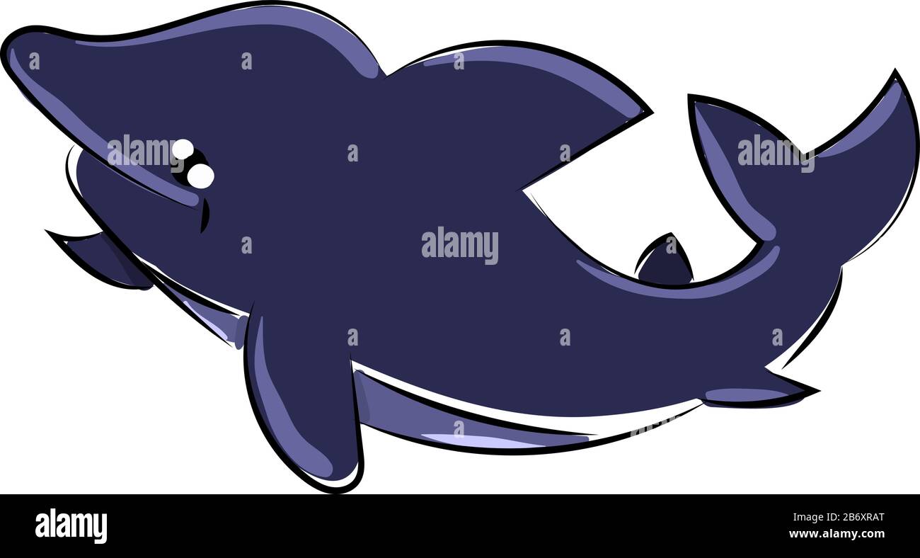 Blue dolphin, illustration, vector on white background Stock Vector ...