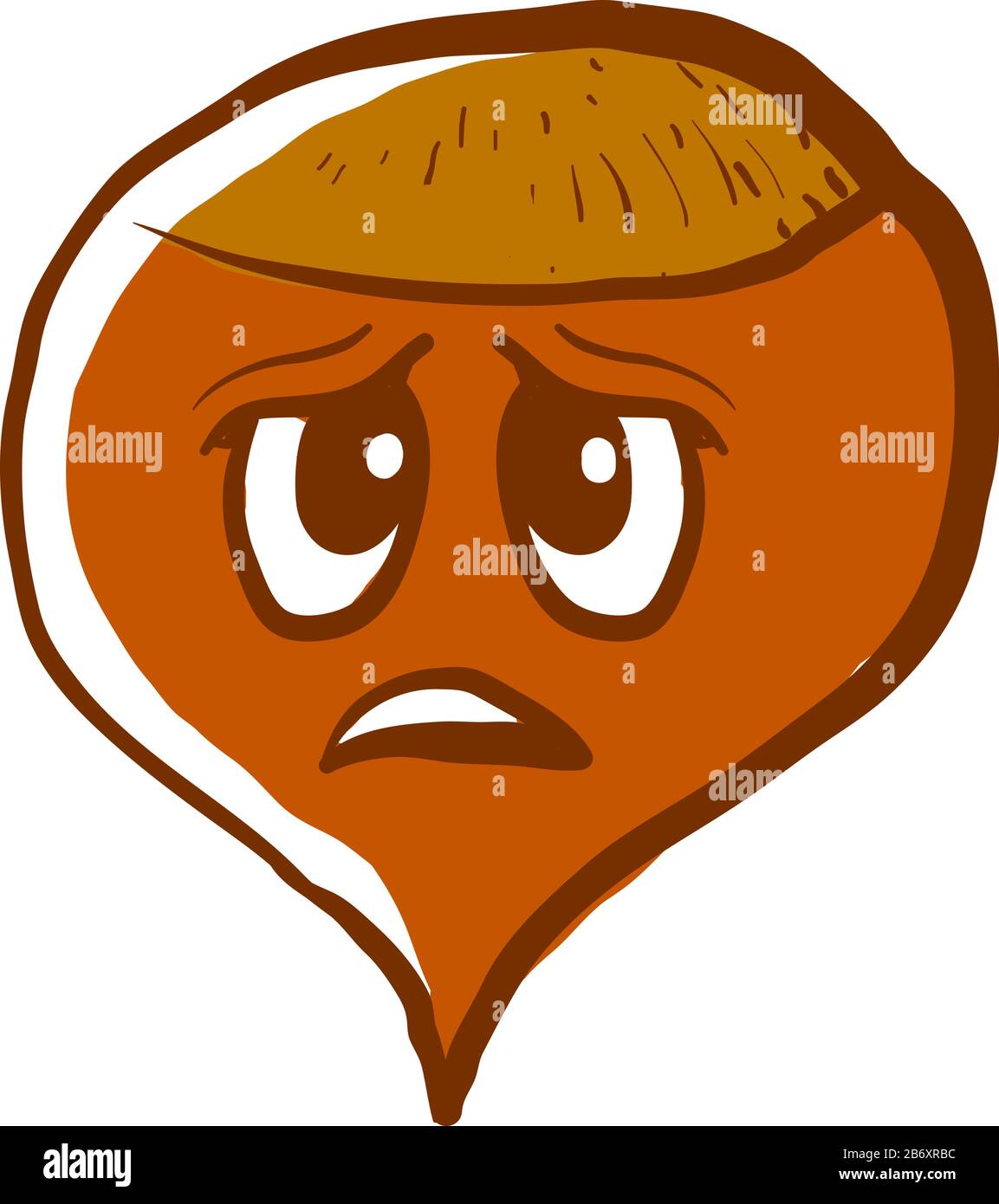 Sad hazelnut, illustration, vector on white background Stock Vector ...