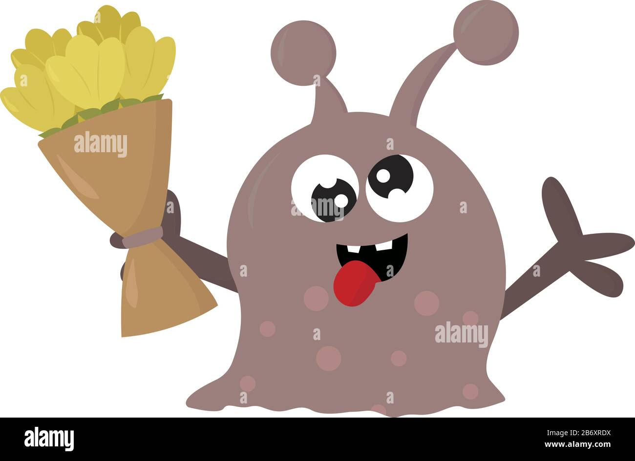 Monster with flowers, illustration, vector on white background Stock ...