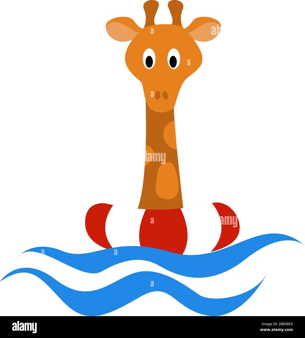 Giraffe in swimming pool, illustration, vector on white background ...