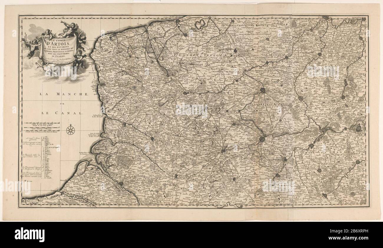 Map of the county of Artois. Link above the title cartouche with six ...