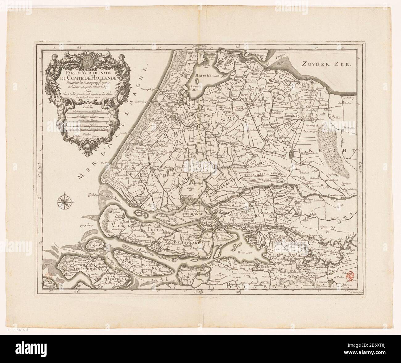 lower part of a map of the county of Holland. Top left a cartouche with ...
