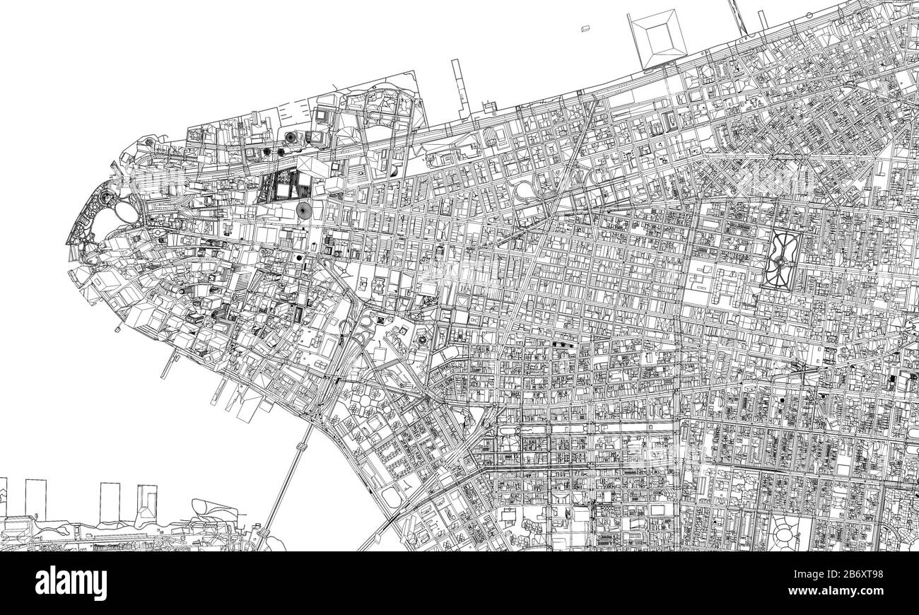 New York minimal blueprint style city map. 3D Rendering Stock Photo - Alamy