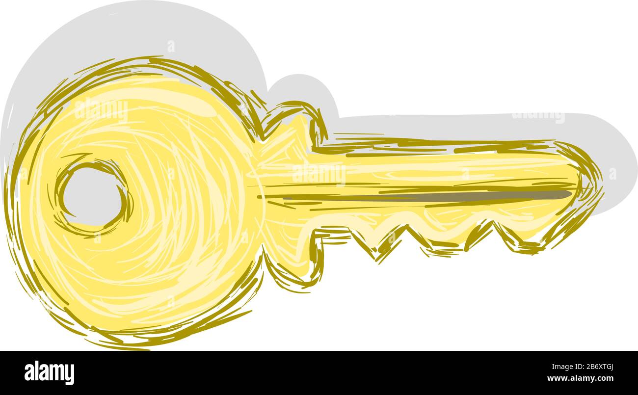 Yellow key, illustration, vector on white background Stock Vector Image ...