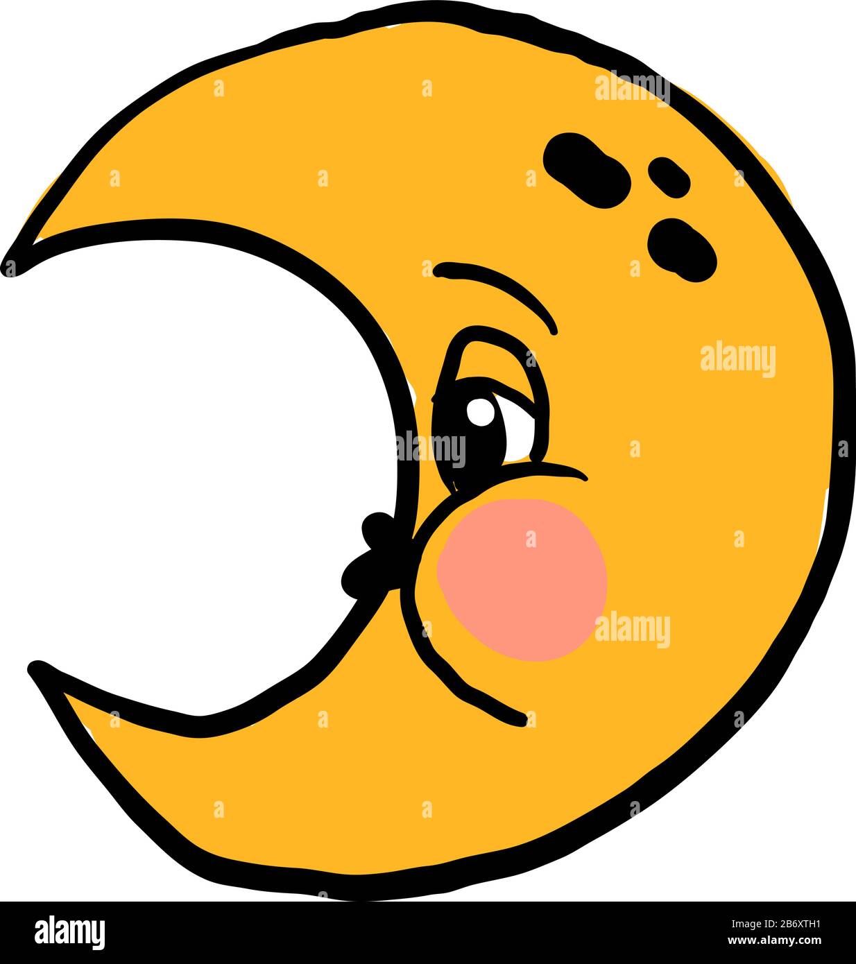 Cute moon, illustration, vector on white background Stock Vector Image ...