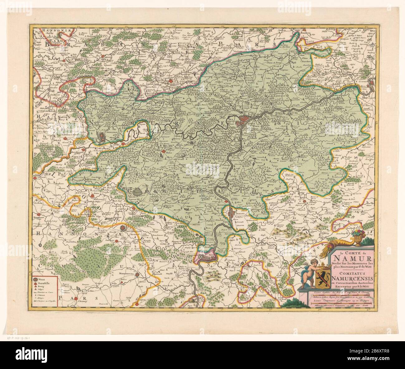 Map of the county of Namur. Right under the title cartouche with the ...