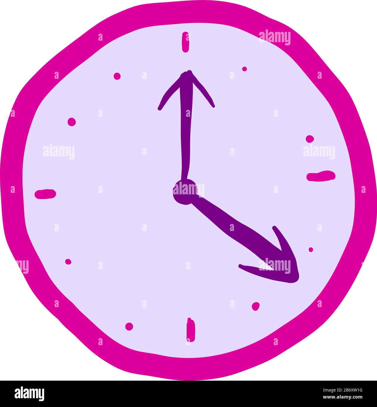 Pink clock, illustration, vector on white background Stock Vector Image ...