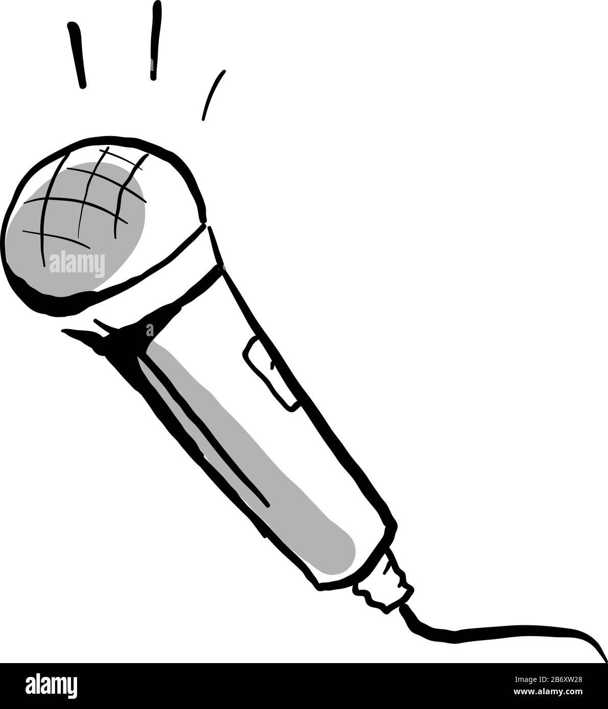 Microphone drawing, illustration, vector on white background Stock ...