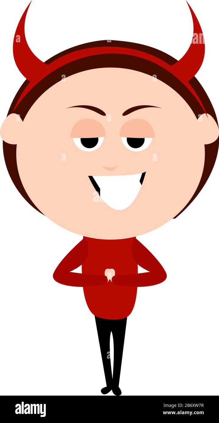 Little boy devil, illustration, vector on white background Stock Vector ...
