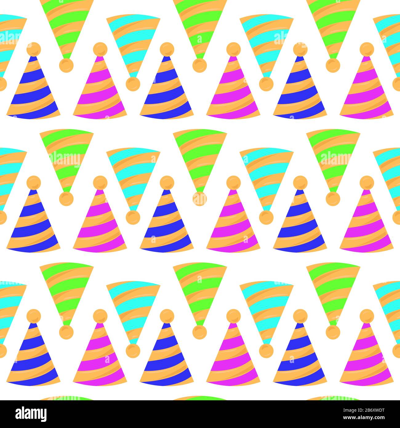 Birthdays hats pattern, illustration, vector on white background Stock ...