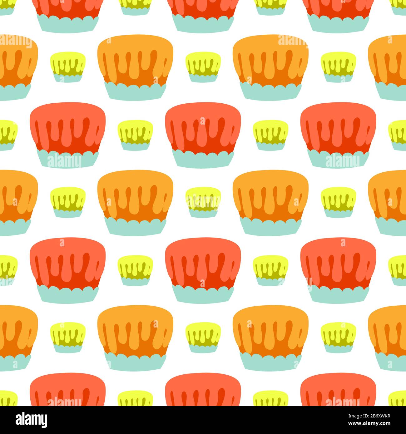 Muffins pattern, illustration, vector on white background Stock Vector ...