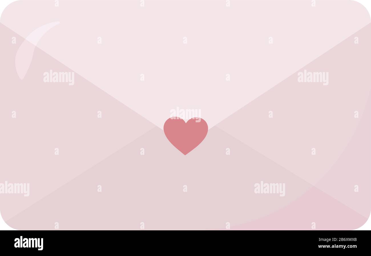 Pink love letter, illustration, vector on white background Stock Vector ...