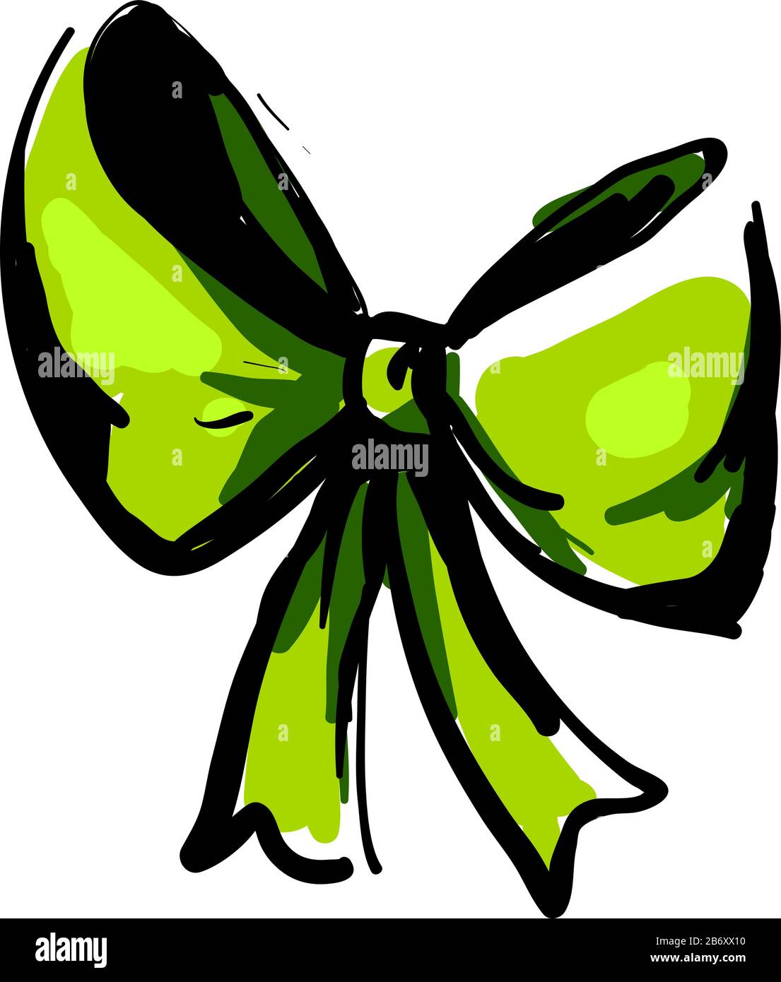 Green bow, illustration, vector on white background Stock Vector Image ...