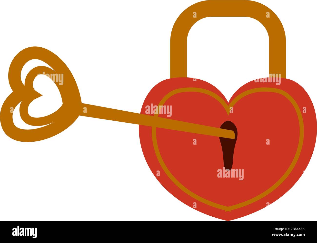 Heart shaped lock, illustration, vector on white background Stock ...