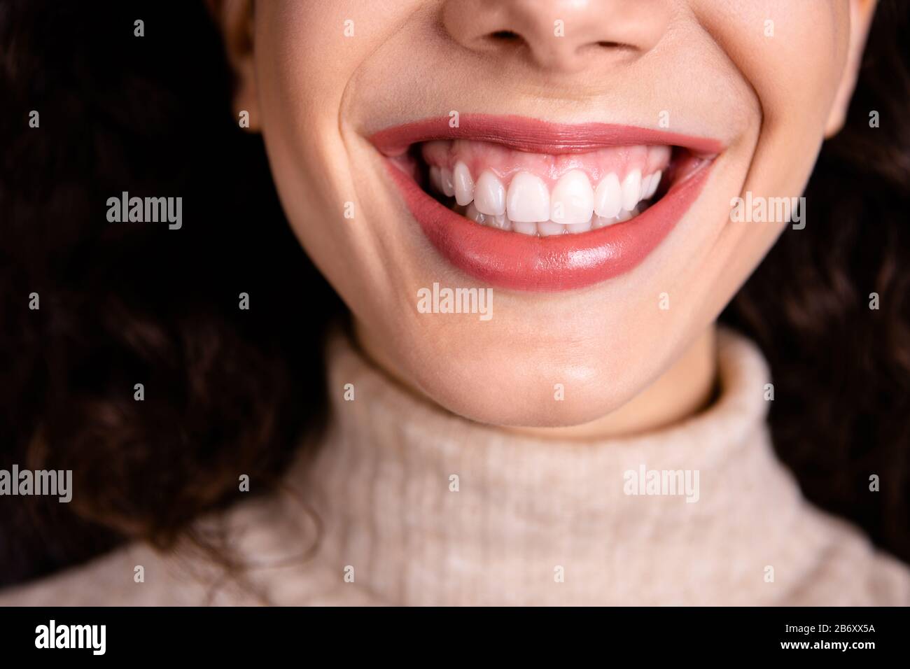 Cropped close up photo beautiful she her lady show perfect condition ...