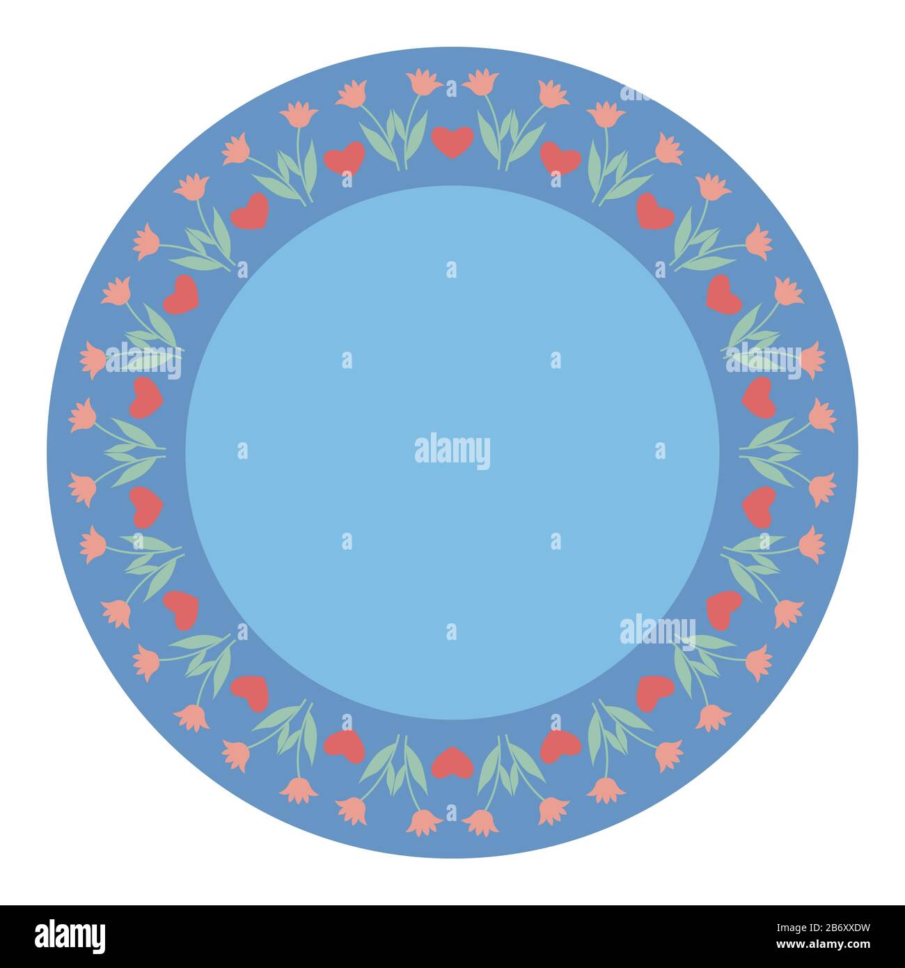 Decorative plate with round floral ornament. Circular floral frame with ...
