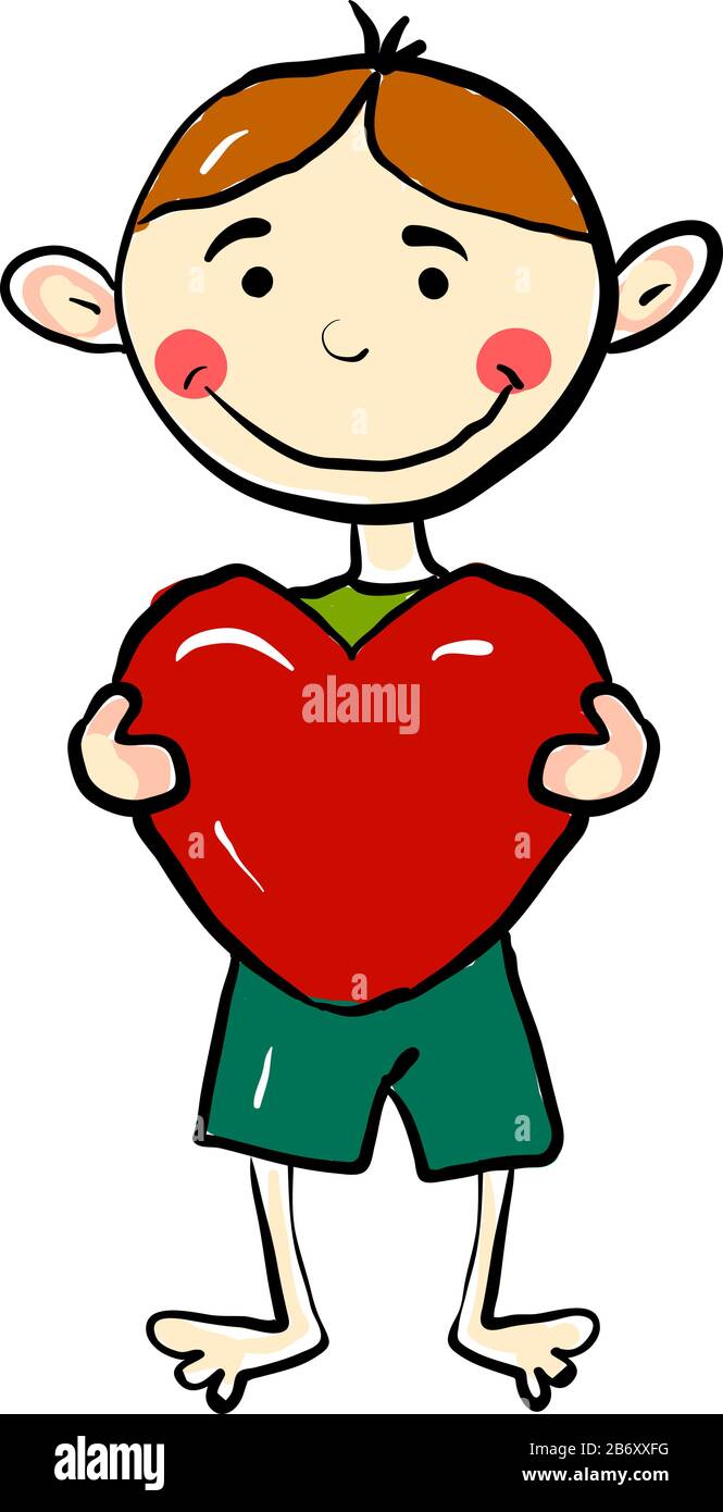 Boy in love, illustration, vector on white background Stock Vector ...