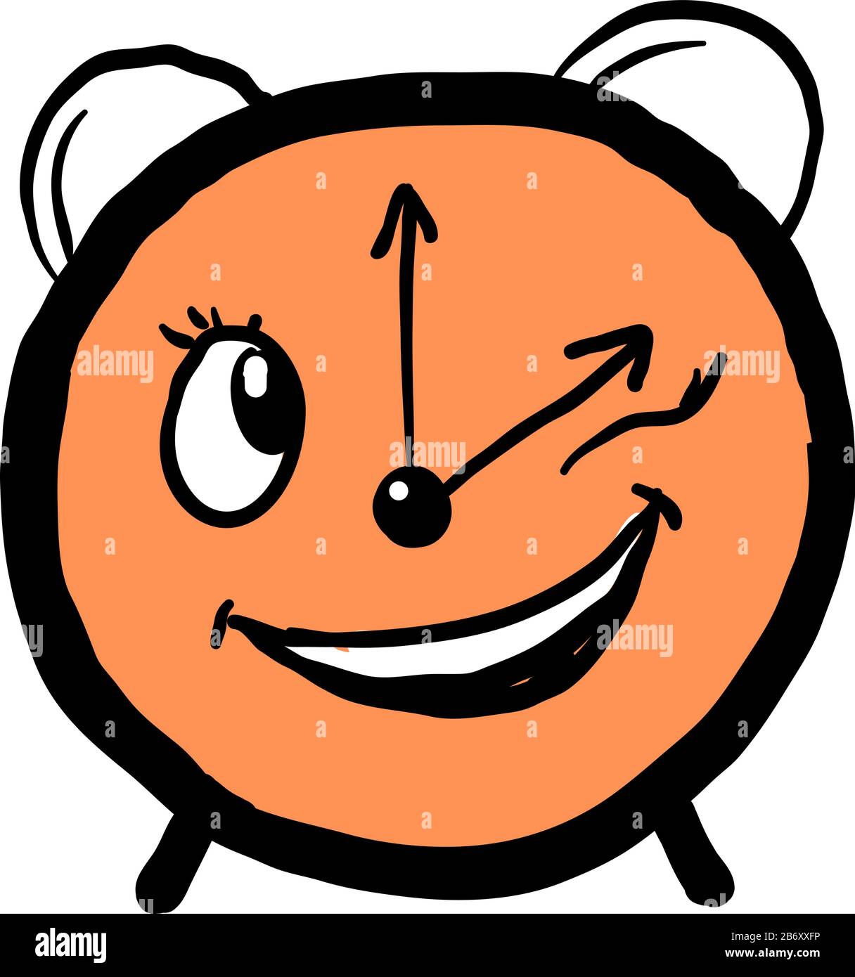 Orange clock, illustration, vector on white background Stock Vector ...