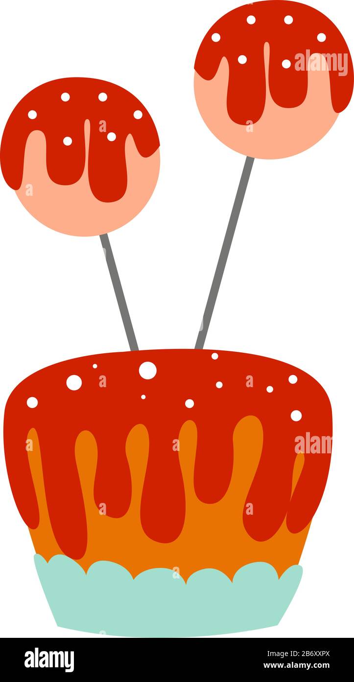 Red cupcake, illustration, vector on white background Stock Vector ...
