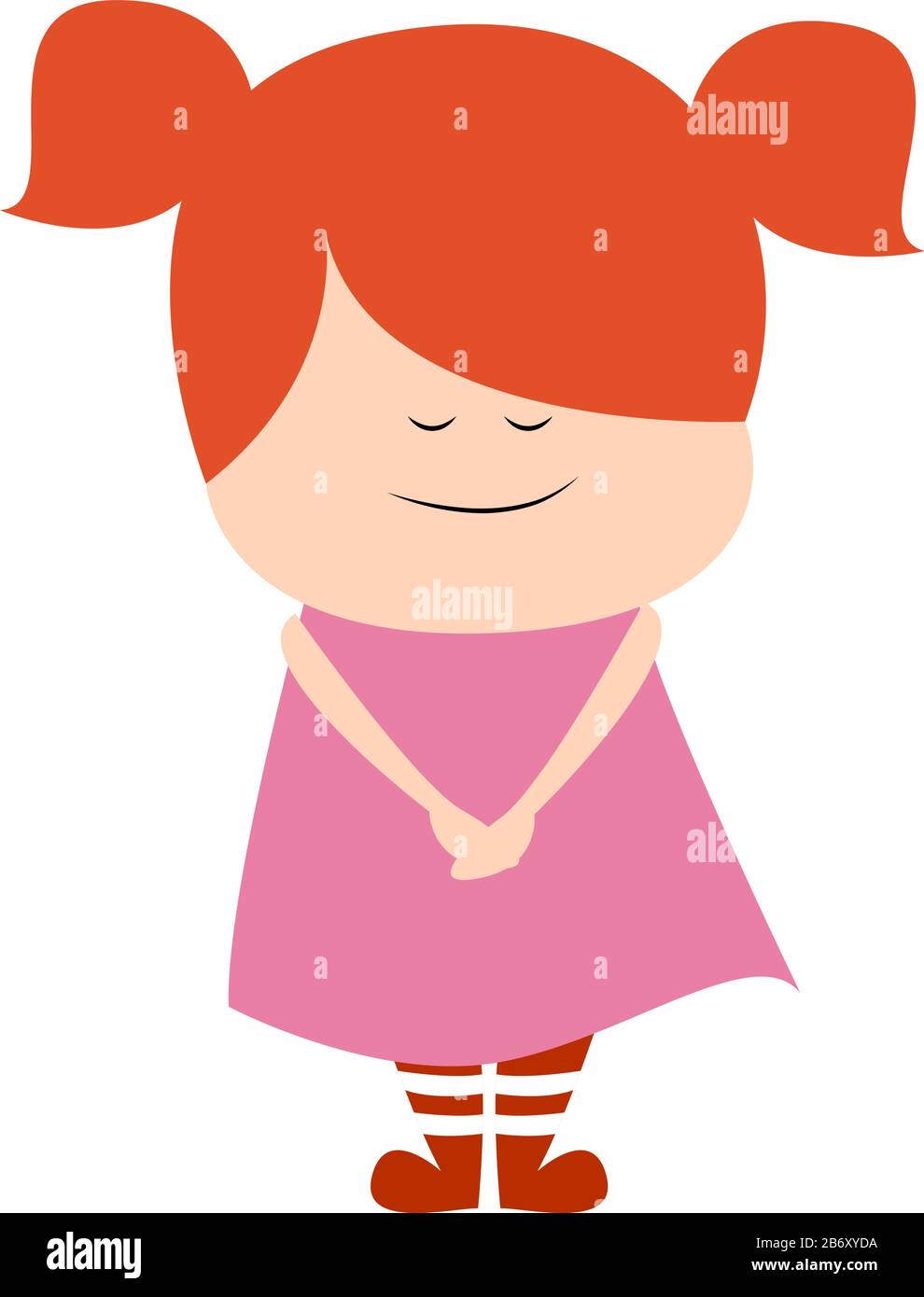 Shy girl, illustration, vector on white background Stock Vector Image ...