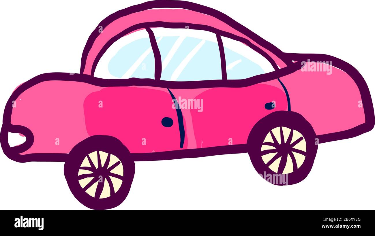 Pink car, illustration, vector on white background Stock Vector Image ...