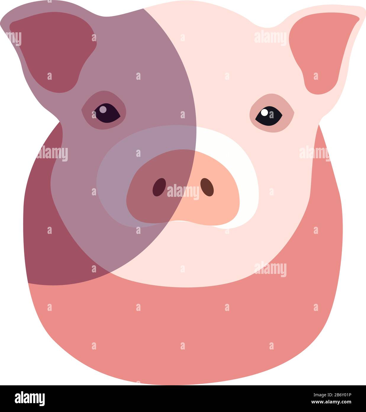 Pink pig, illustration, vector on white background Stock Vector Image ...
