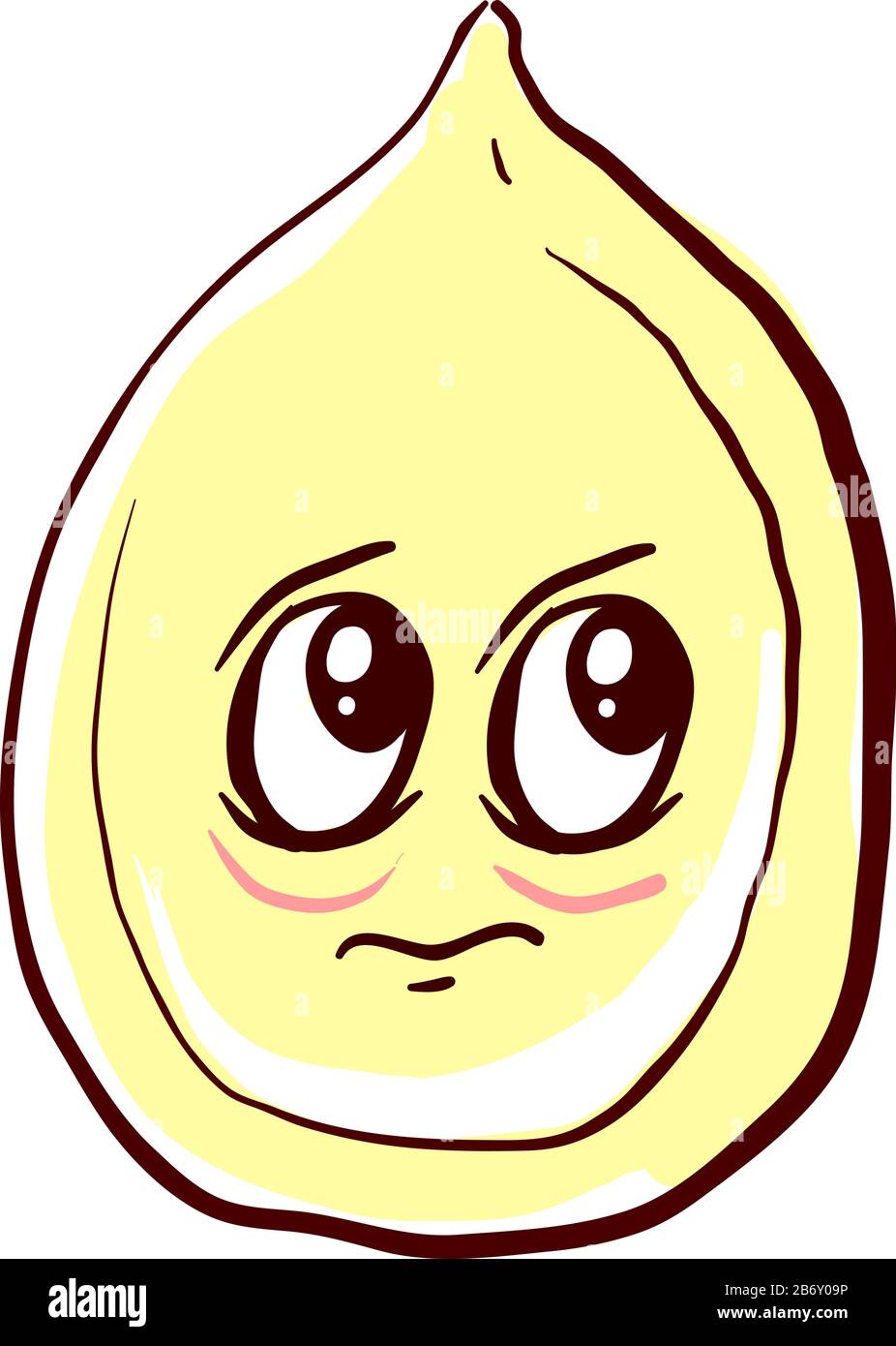 Sad pumpkin seed, illustration, vector on white background Stock Vector ...