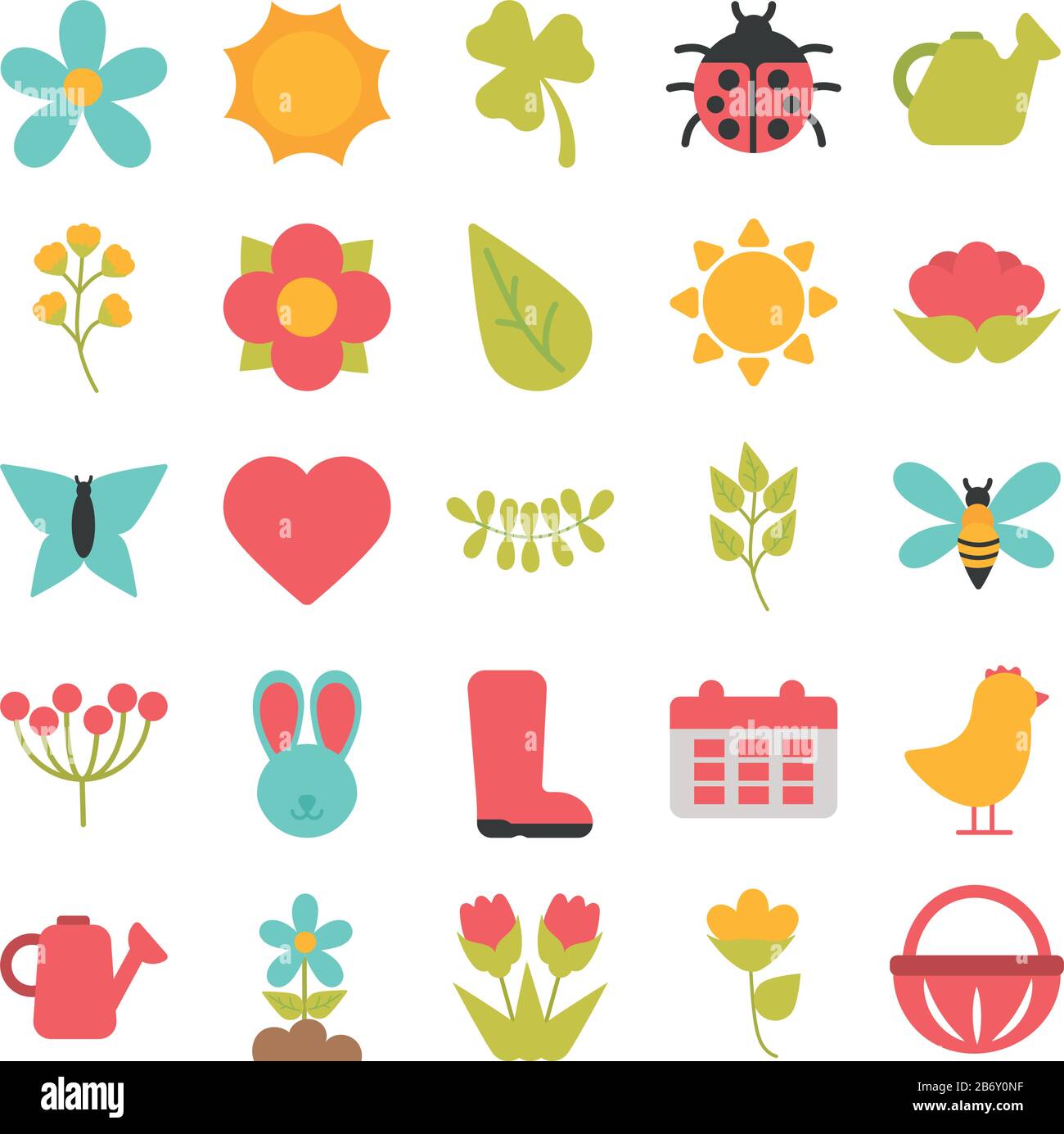 set of spring icons on white background vector illustration design ...