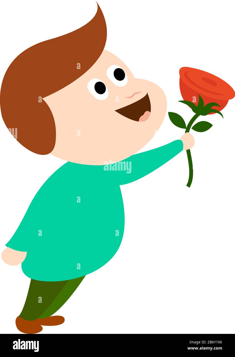Boy with rose, illustration, vector on white background Stock Vector ...