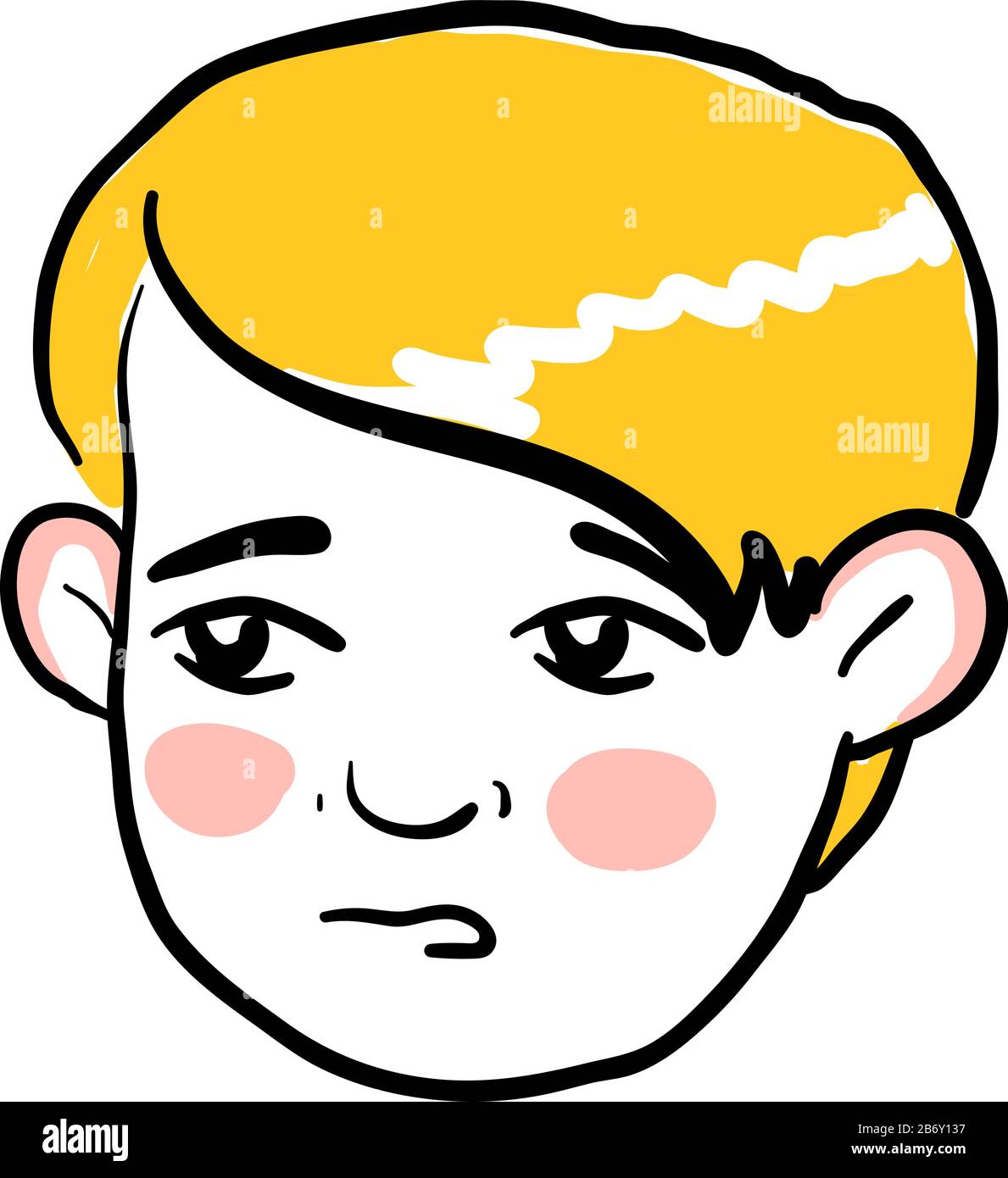 Sad face boy, illustration, vector on white background Stock Vector ...