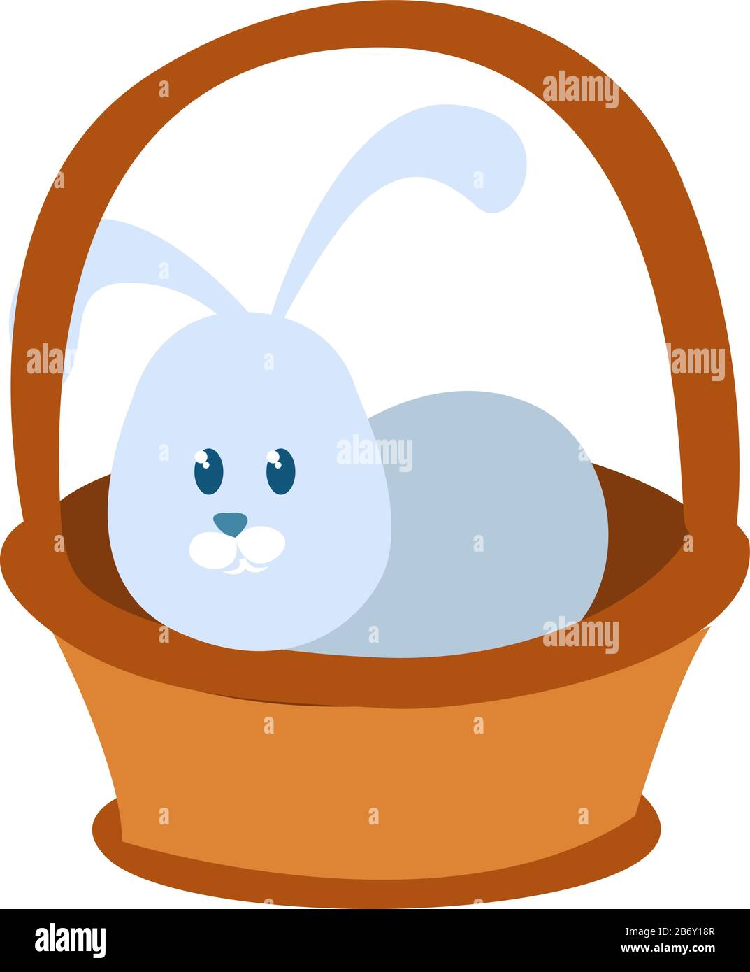 Bunny in basket, illustration, vector on white background Stock Vector ...