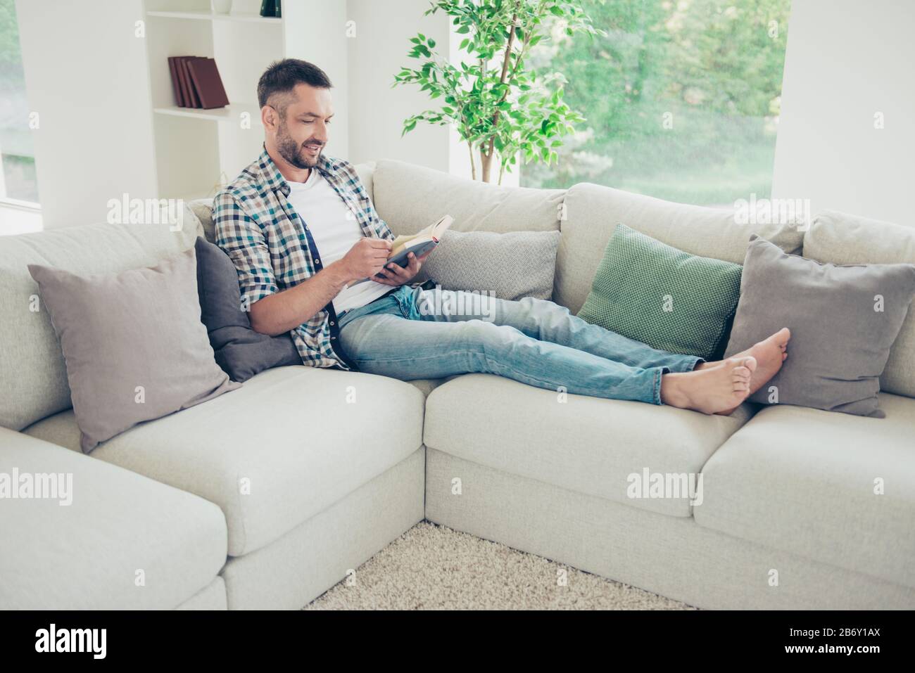 Profile side view photo of nice guy student hipster have vacation fun ...