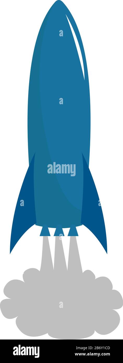 Blue rocket, illustration, vector on white background Stock Vector ...