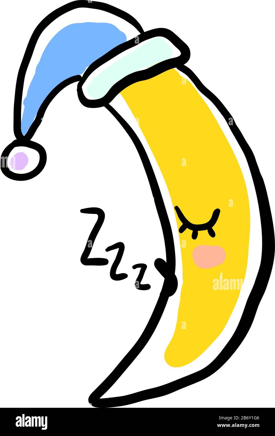 Sleeping moon, illustration, vector on white background Stock Vector ...