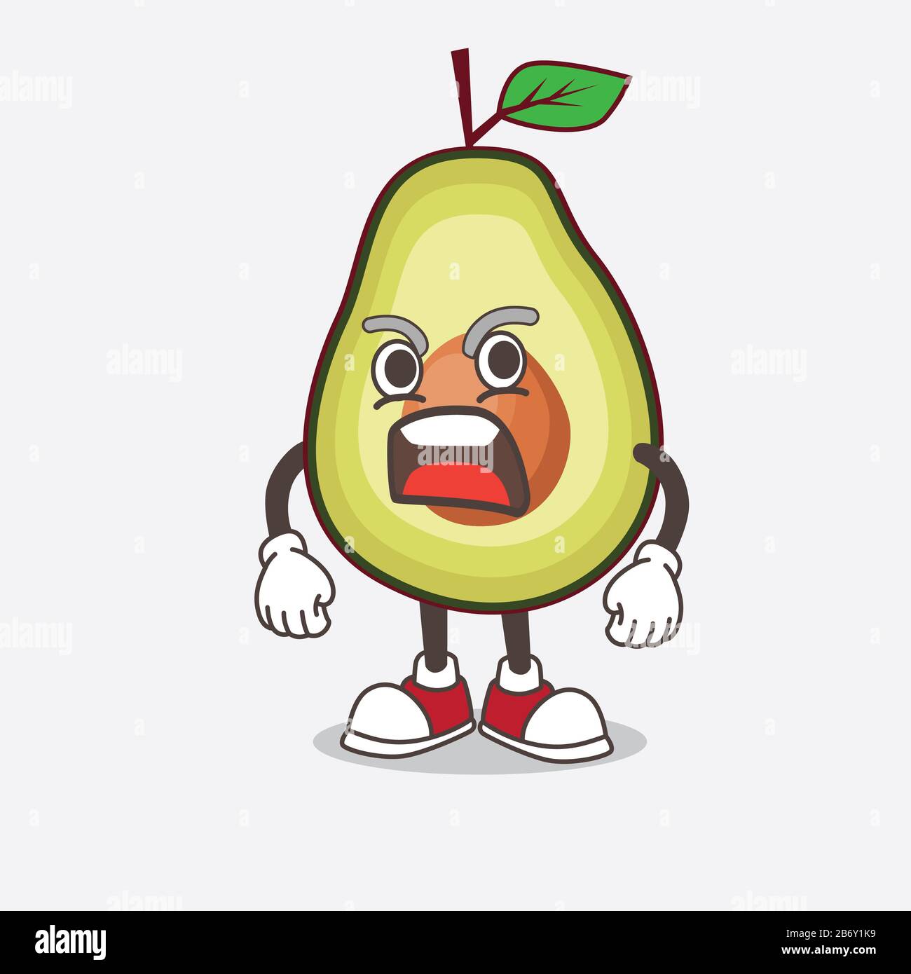 An illustration of Avocado Fruit cartoon mascot character with angry ...