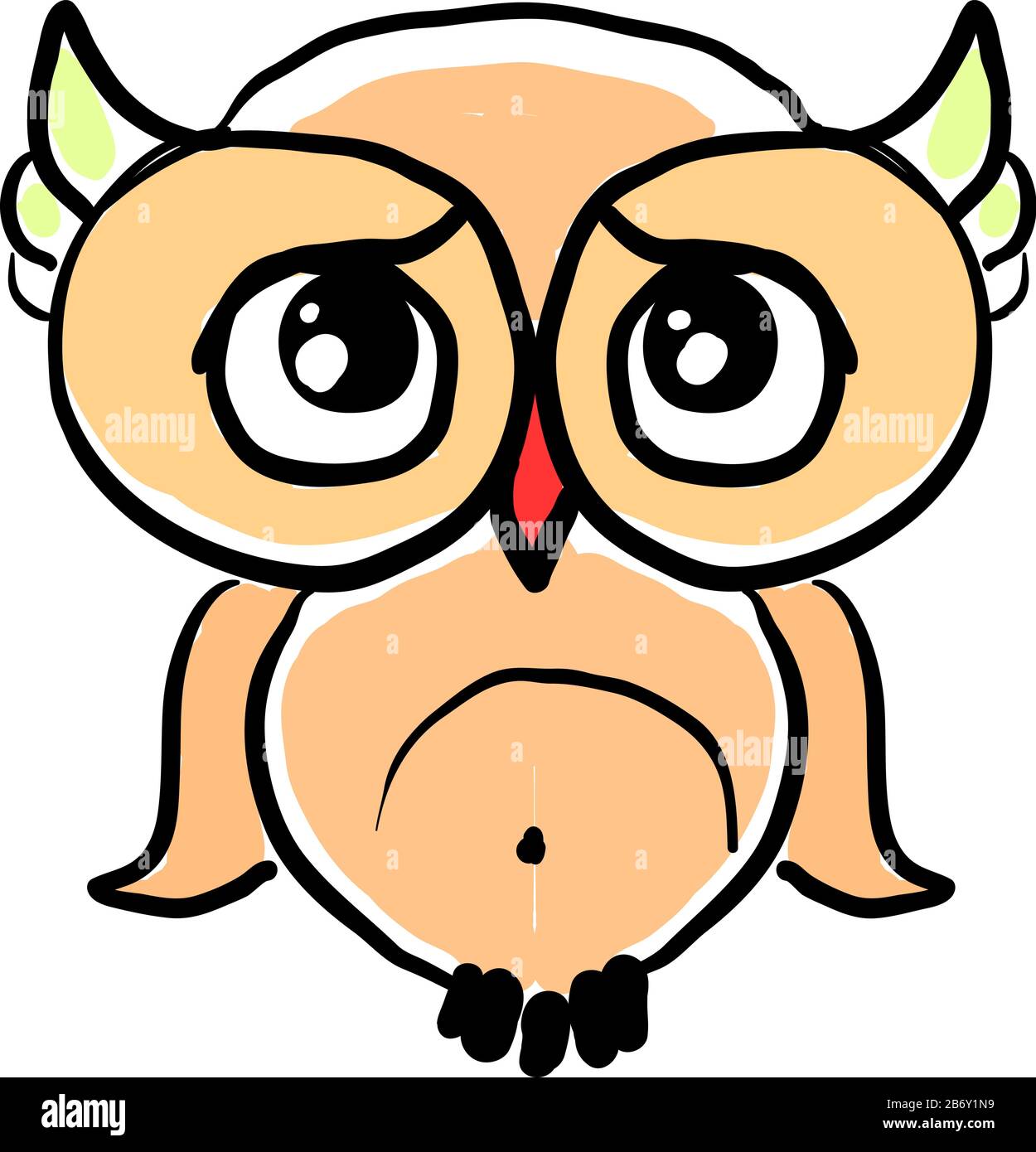 Sad owl, illustration, vector on white background Stock Vector Image ...