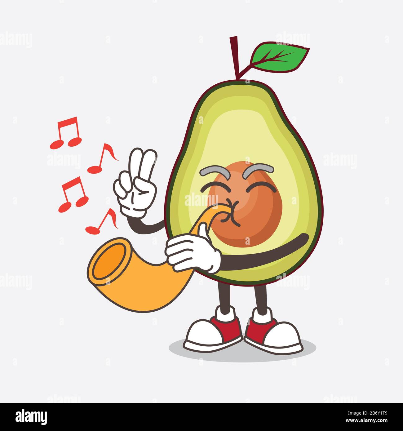 An illustration of Avocado Fruit cartoon mascot character playing music ...