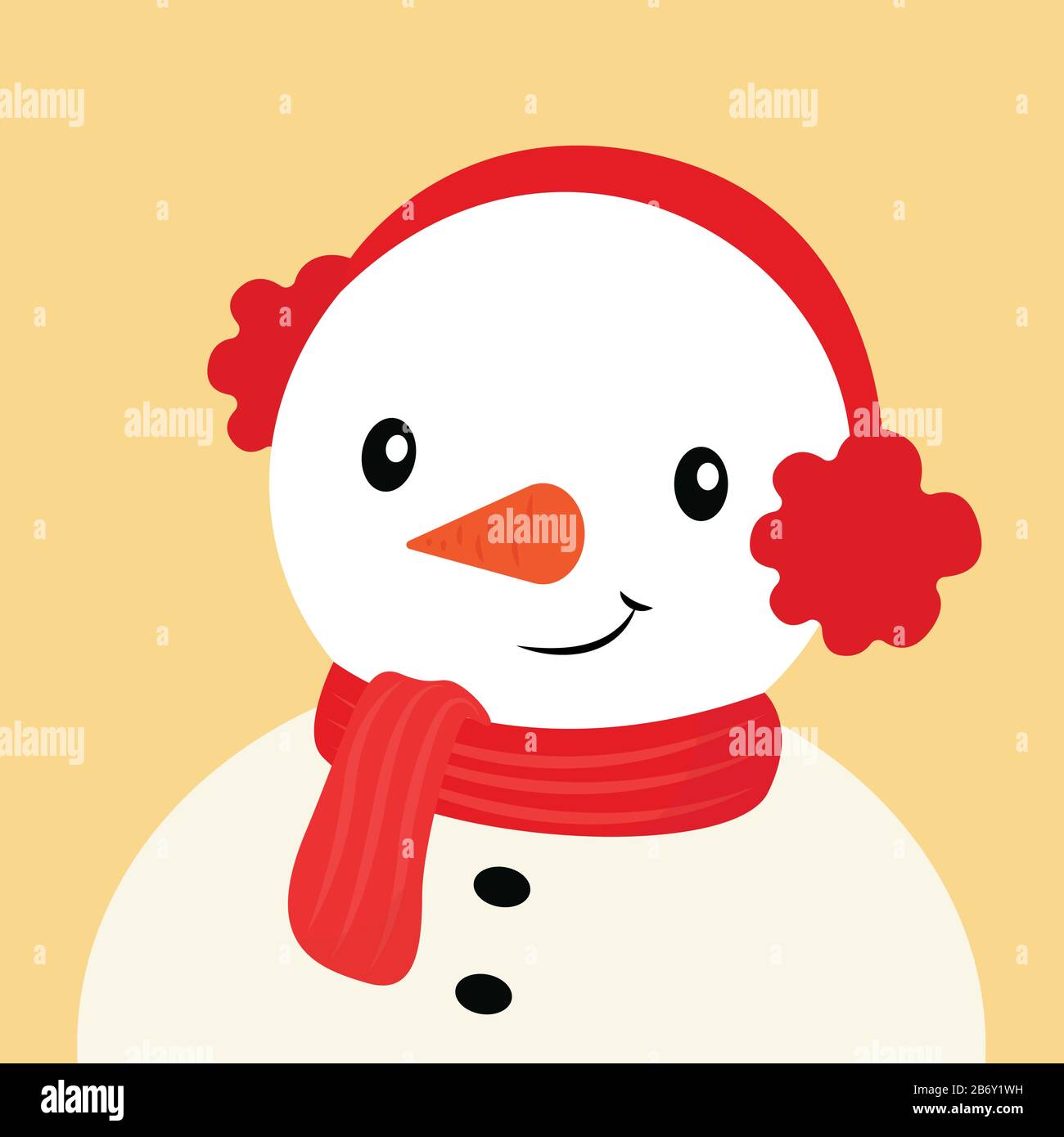 Snowman with red scarf, illustration, vector on white background Stock ...
