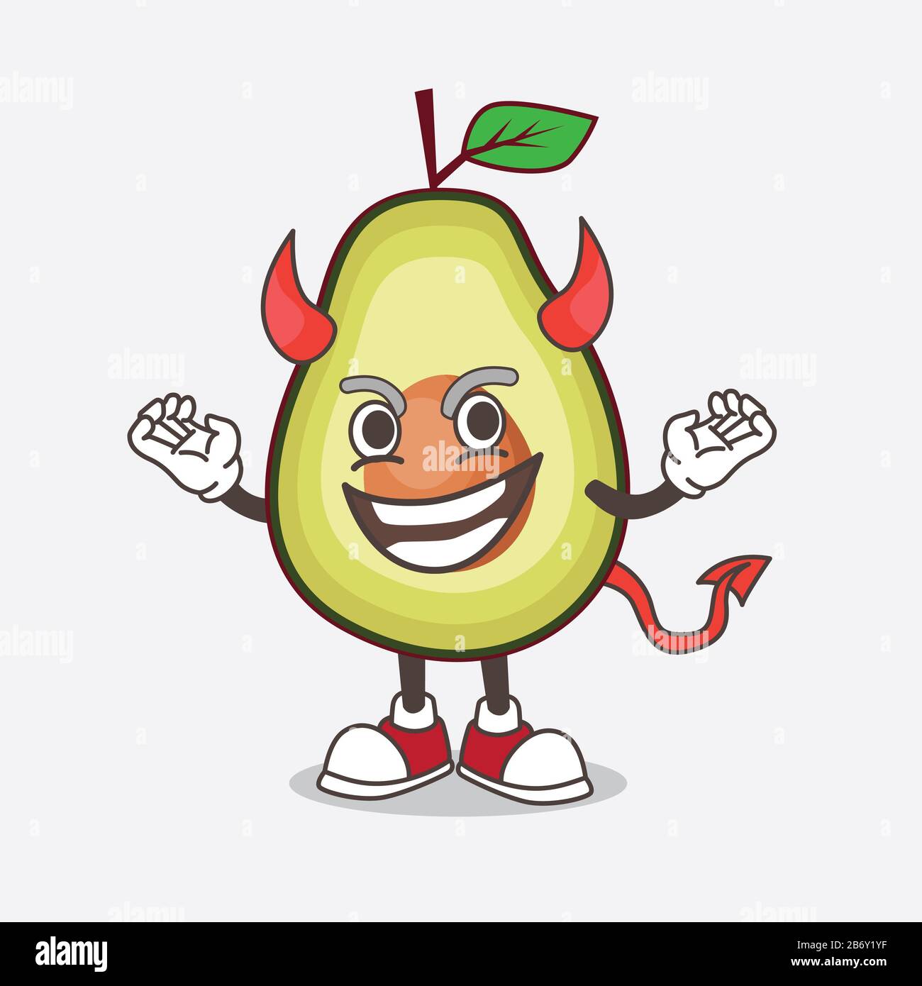 An illustration of Avocado Fruit cartoon mascot character as cruel ...