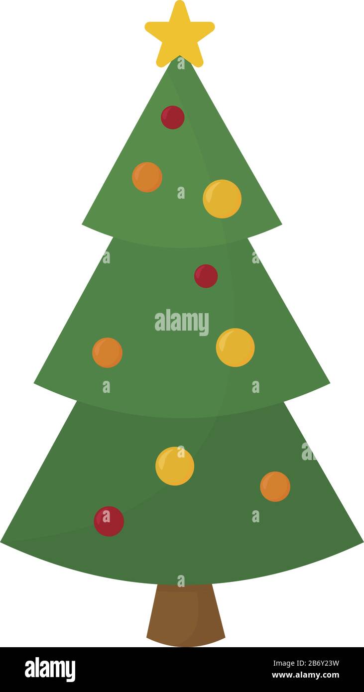 Christmas tree, illustration, vector on white background Stock Vector ...