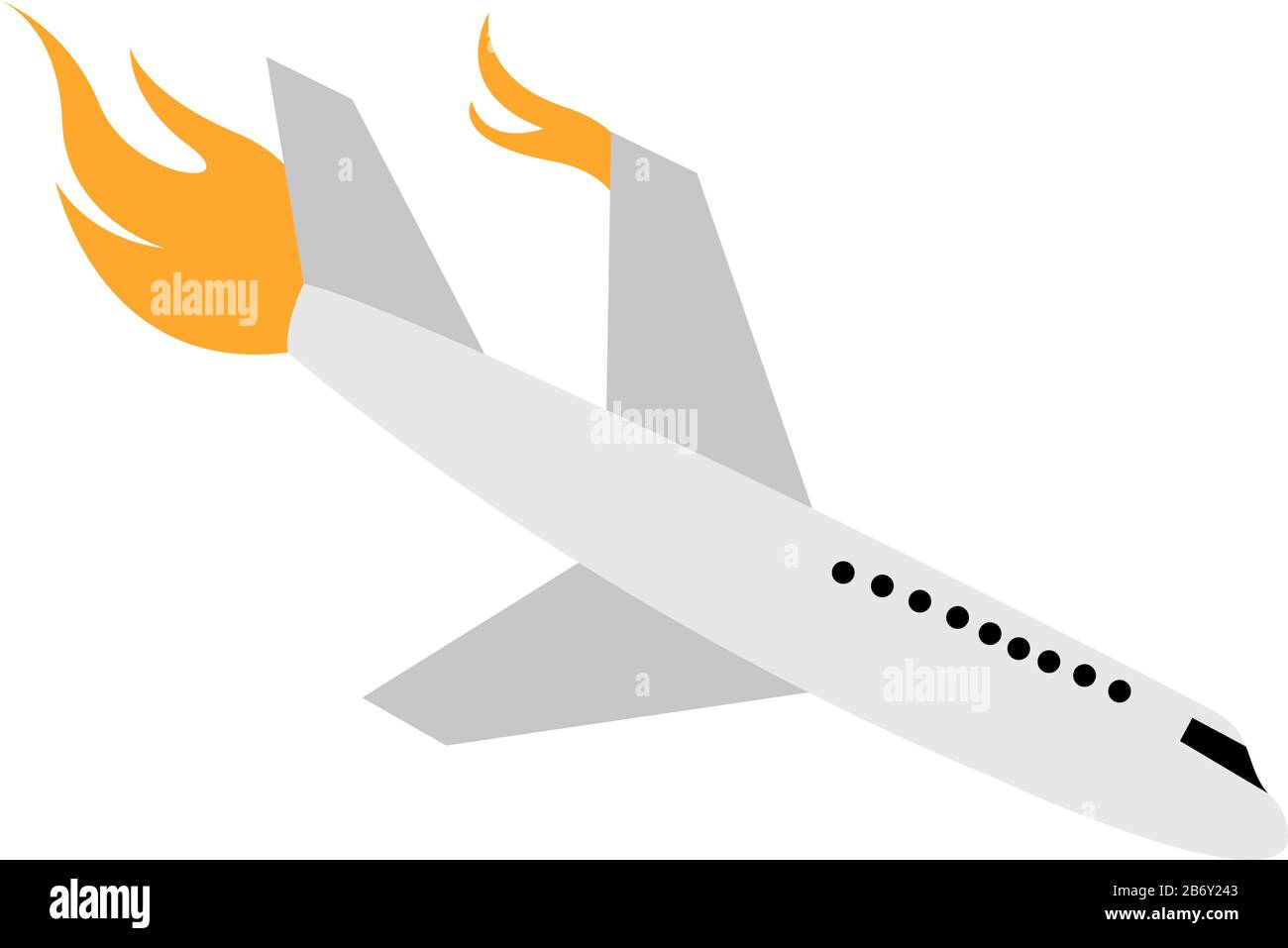 Plane crash, illustration, vector on white background Stock Vector ...