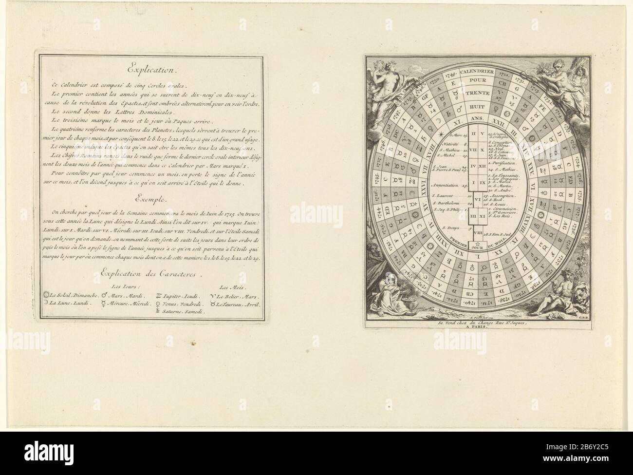 Kalender voor het jaar 1711 tot en met het jaar 1749 en toelichting ...