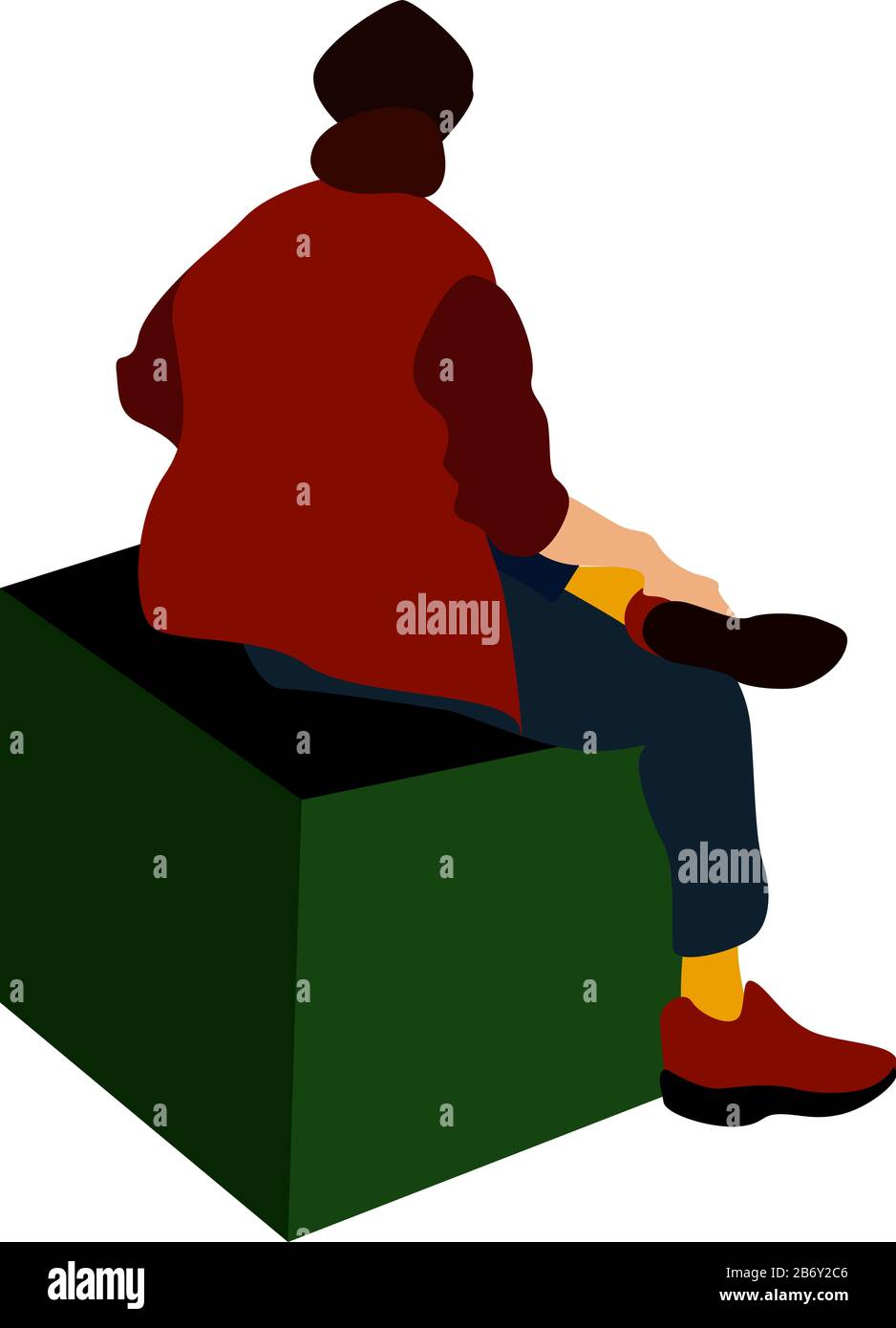 Man sitting, illustration, vector on white background Stock Vector ...