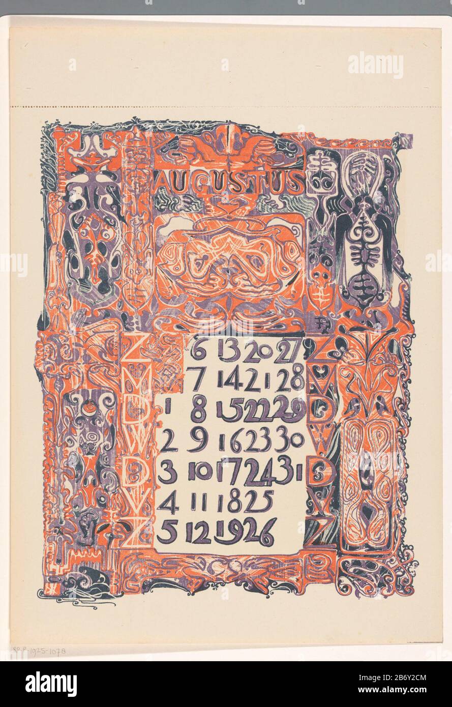 Kalenderblad augustus 1899 Calendar Journal August 1899 Object Type ...