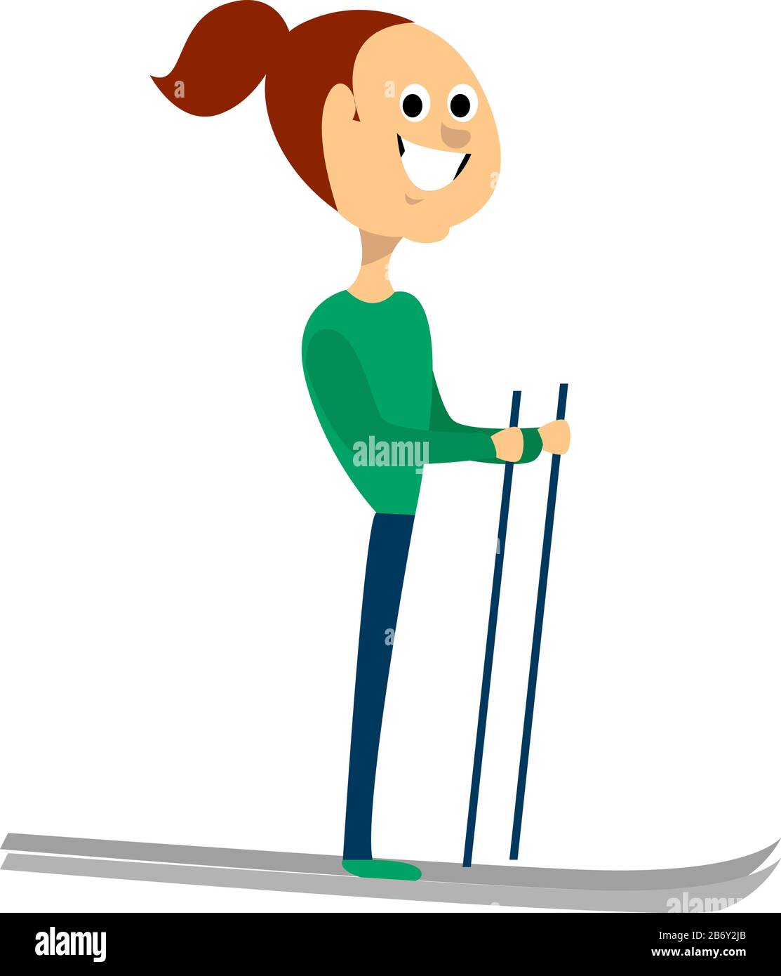 Ski girl, illustration, vector on white background Stock Vector Image ...