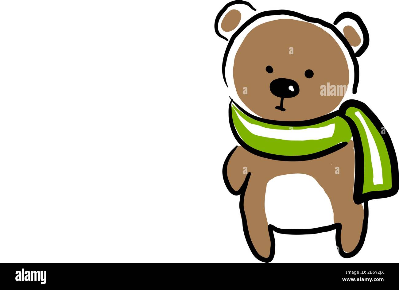 Bear with scarf, illustration, vector on white background Stock Vector ...