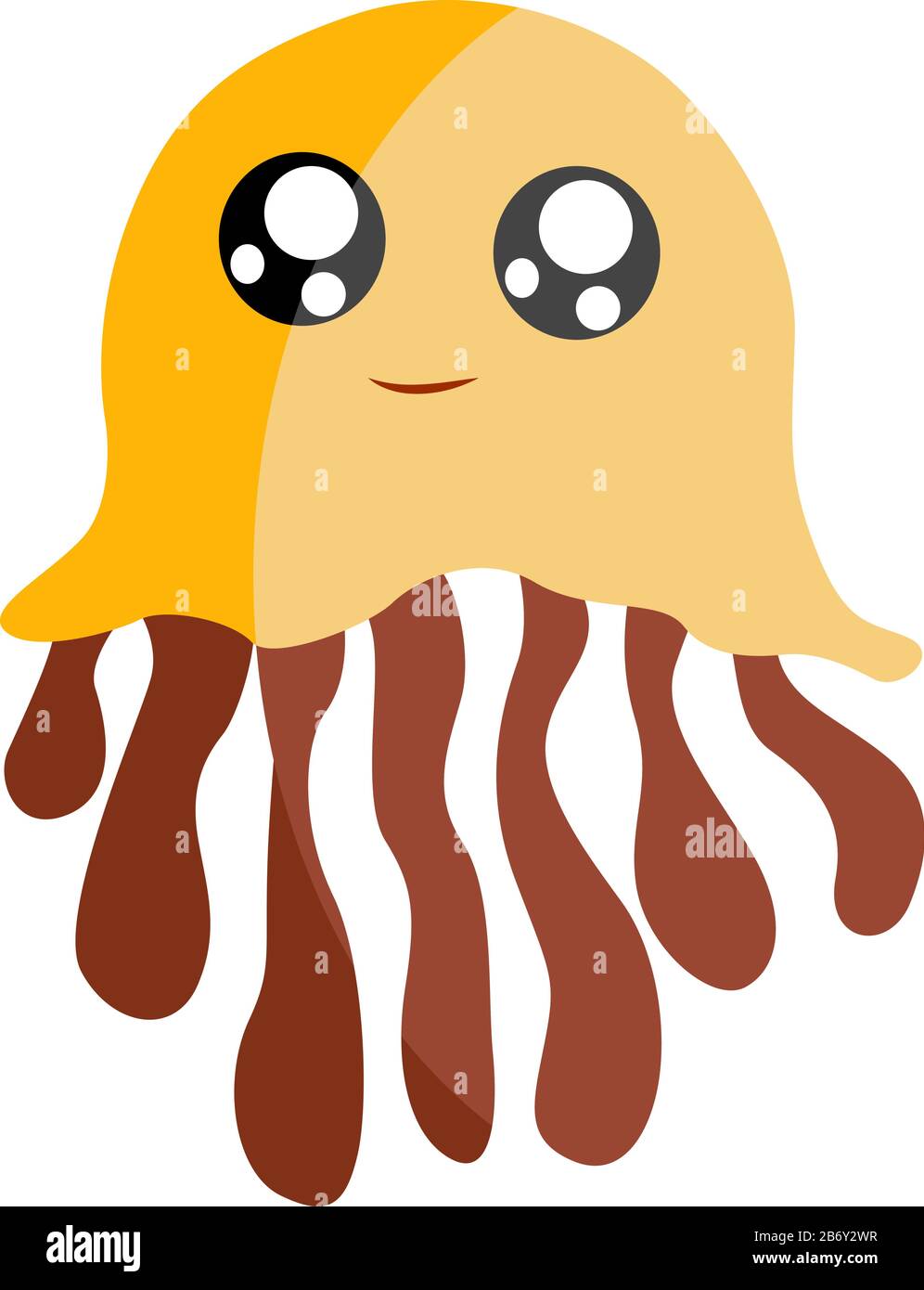 Yellow jellyfish, illustration, vector on white background Stock Vector ...