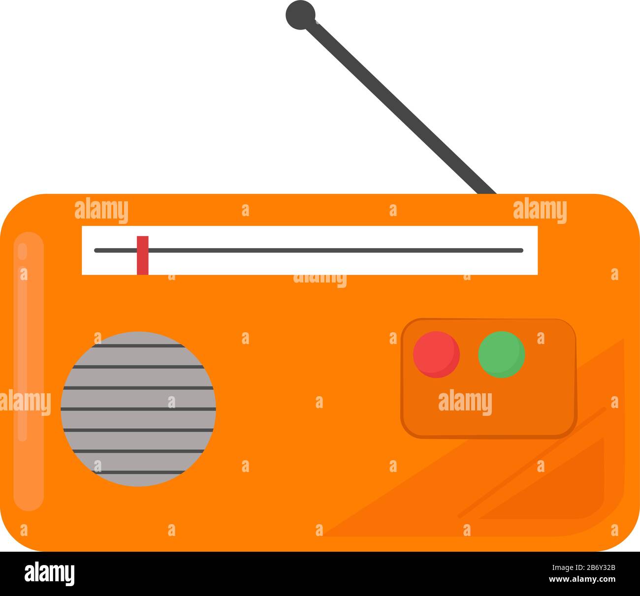 Orange retro radio, illustration, vector on white background Stock ...