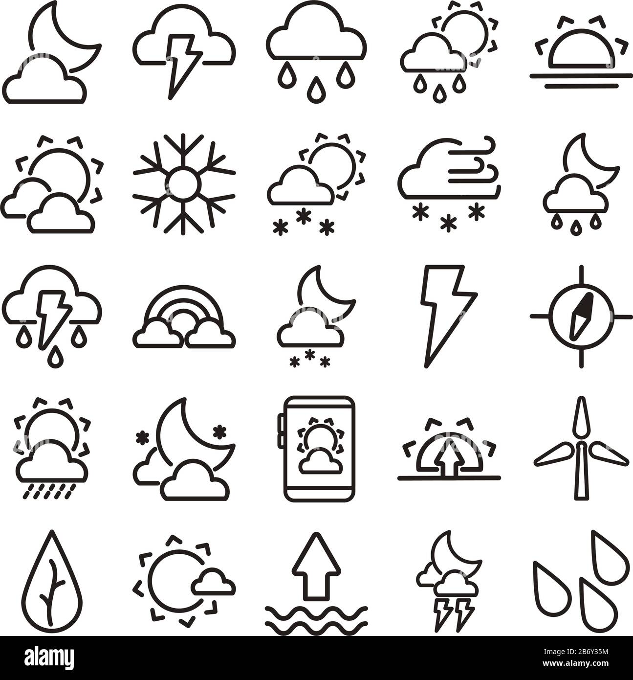 set of icons weather, line style icon vector illustration design Stock ...