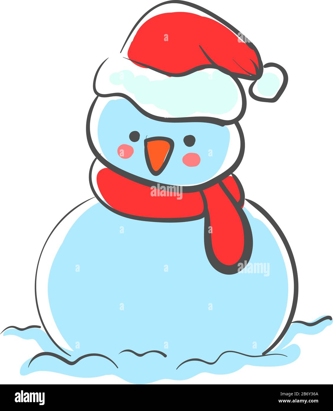 Snowman with hat, illustration, vector on white background Stock Vector ...